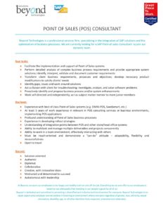 Consultant SAP POS - VR EN - Beyond Technologies
